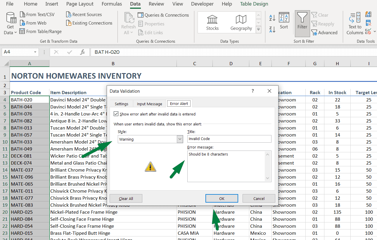 How To Create Error Message In Excel 3 Simple Steps 