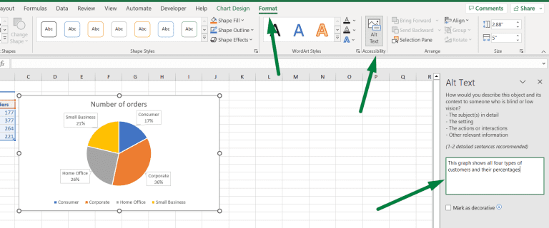 How to Add Alternative Text to a Chart in Excel